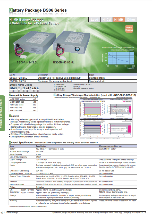 Battery Package BS06 Series Catalog - dot B