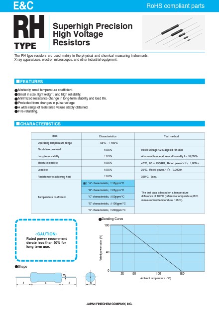 Superhigh Precision High Voltage Resistors RH Type - MITSUBISHI GAS ...