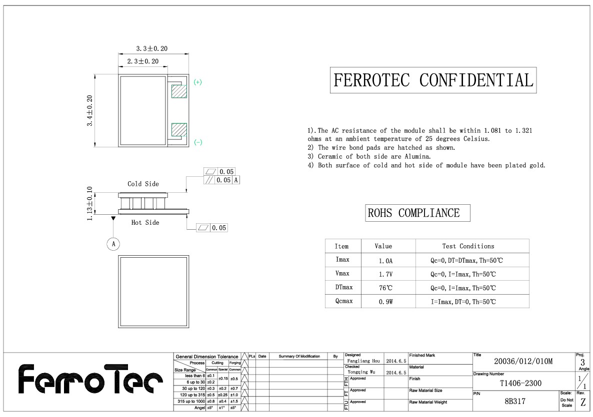 Single-Stage Thermo-electric Modules - Ferrotec Power Semiconductor ...