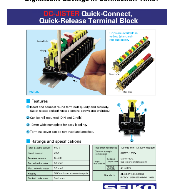 DC-JISTER Quick-Connect, Quick-Release Terminal Block - dot B