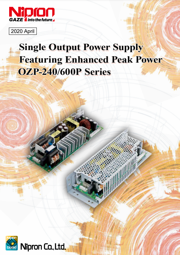 Single Output Power Supply Featuring Enhanced Peak Power OZP-240/600P Series Catalog - dot B