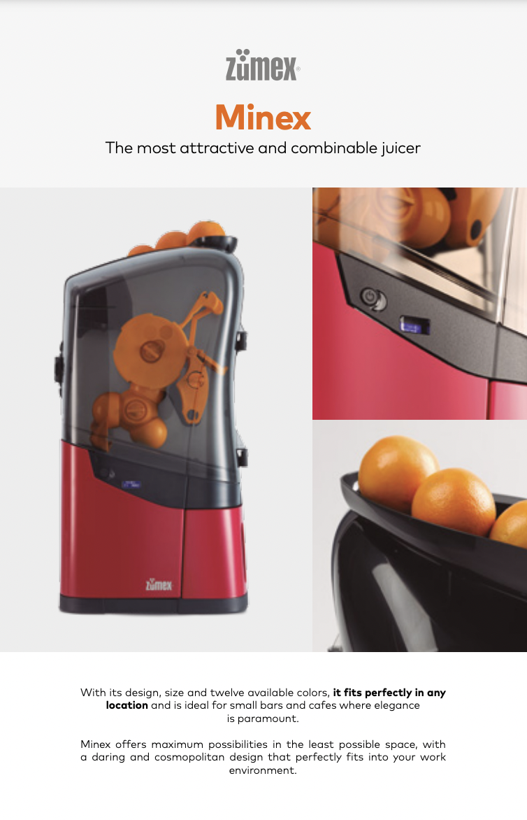 Zumex Minex Spec Sheet - dot B